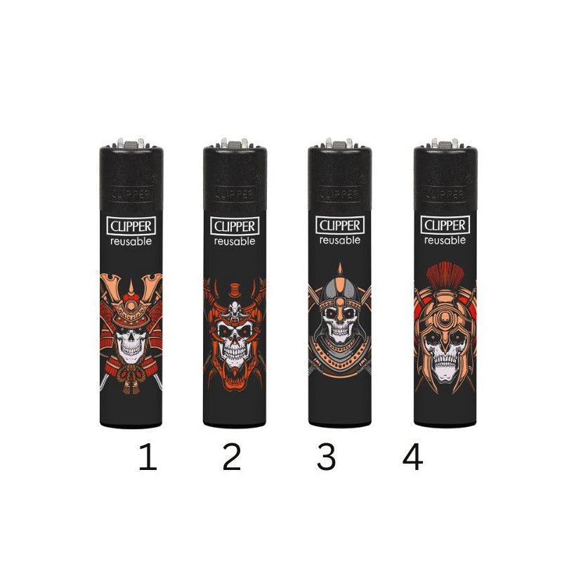 SmokersParadise-Classic Clipper Lighter Warrior Skull